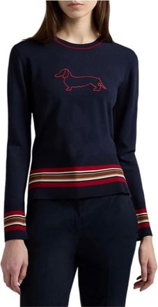 Harmont & Blaine Femme, Pulls, Bleu, Taille: 44 FR Top &agrave; col rond avec un maxi teckel