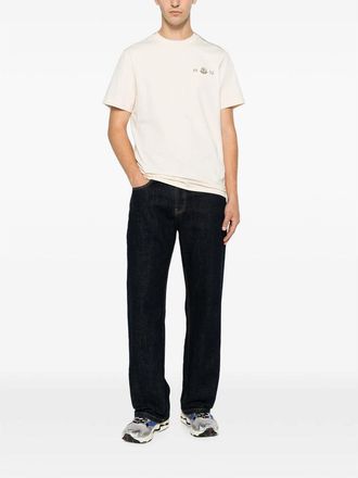 Moncler Logo-Patch Cotton T-Shirt - Beige