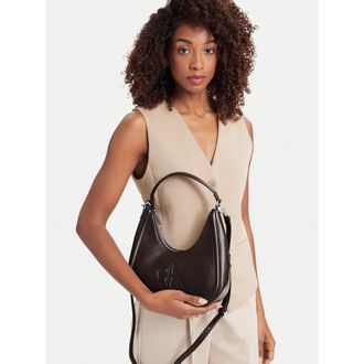 Calvin Klein Handtasche Calvin Klein Bold Ck Small Crescent Bag LV04F3561G Dunkelbraun
