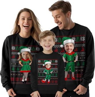 Generic Pull de Noël personnalisé avec votre photo - Ensemble de pulls de Noël coquins amusants pour la famille - Pull de Noël personnalisé pour homme, femme 