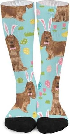 Generic Chaussettes fantaisie, cocker spaniel pastel, P&acirc;ques, printemps, chiens, chaussettes d&eacute;contract&eacute;es et amusantes, chaussettes mi-mollet sport athl&eacute;tiqu