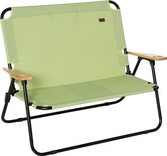 OUTSUNNY Faltstuhl 2-Sitzer faltbar Campingstuhl mit Armlehnen Getr&auml;nkehalter Outdoor Klappstuhl bis 160 kg belastbar robust Angelstuhl Gartenstuhl f&uuml;r Garten 