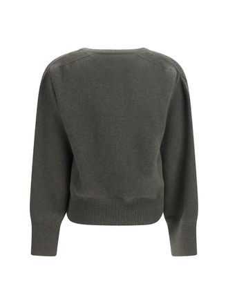 SA SU PHI Womens V-Neck Cashmere Sweater Military Green Kashmir-Capra Hircus Kashmir/capra