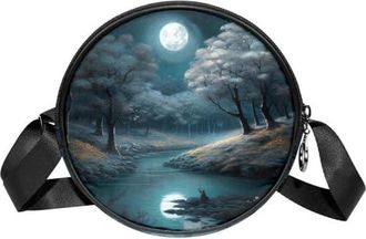 Generic Petit sac &agrave; bandouli&egrave;re Circle pour femme, petit sac &agrave; bandouli&egrave;re avec fermeture &eacute;clair, bretelles r&eacute;glables, sac &agrave; main rond d&eacute;contract&eacute; pour femmes