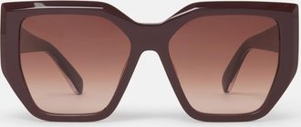 Stella McCartney Chunky Square Cat-Eye Sunglasses, Woman, Translucent dark chocolate and gold