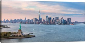 Posterlounge New York - Skyline mit Freiheitsstatue Leinwandbild von Matteo Colombo 80 x 40 cm Wandbilder Wanddeko