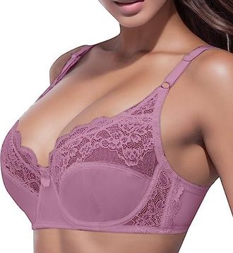 Generic 2026 Soutiens-gorge pour femmes soutien-gorge femme r&eacute;glable jeunesse grande taille dentelle anneau acier sous-v&ecirc;tements minces, rose vif, 115C