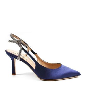 Ninalilou Blaue Satin Slingback Pumps mit Swarovski - - Shoes - Damen - Blau - 36 EU