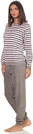 Normann Pyjama élégant en tissu éponge à manches longues pour femme - Avec bords élastiques - 291 13 569 - Rose - Large