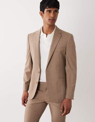 Asos Veste de costume ajust&eacute;e &agrave; carreaux discrets - Marron