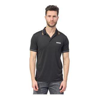 HUGO BOSS Schwarzes Baumwollpolo mit Logo - - Tops - Herren - Schwarzk - S