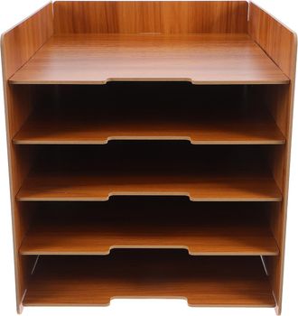 NUOBESTY TOGEVAL Holz Schreibtisch Organizer Platzsparend Multifunktional Dokumentenablage B&uuml;ro Heim Schule Aktenhalter Modernes Design Mehrst&ouml;ckiger Papierhal