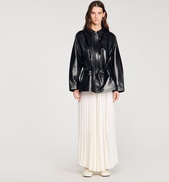 Sandro Blouson en cuir lisse