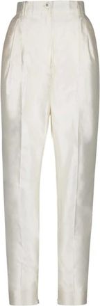 Dolce & Gabbana Femme, Pantalons, Blanc, Taille: 36 FR Pantalon blanc en soie &agrave; taille haute