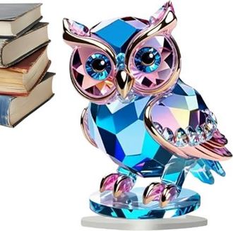 Generic Figurine danimal créative en acrylique sur le thème de la chouette - Décoration détagère moderne avec base pour bibliothèque | Panneau décoratif créat
