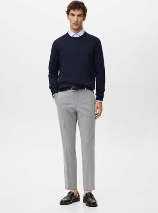 Mango Pantalon Bologna cropped slim-fit gris chin&eacute; clair - Homme - 38 - MANGO MAN