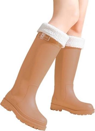 Generic Bottes dext&eacute;rieur en caoutchouc pour femme pluie imperm&eacute;ables antid&eacute;rapantes jardin Confortable Antid&eacute;rapant Chaussures Facile d&eacute;sinfecter Fourrure po