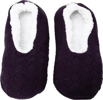 BESTONZON Pantoufles dIntérieur en Peluche pour Femmes Chauds et Antidérapants Taille 39-42 Couleur Violet Profond à Motif Torsadé Chaussettes dHiver Confortabl
