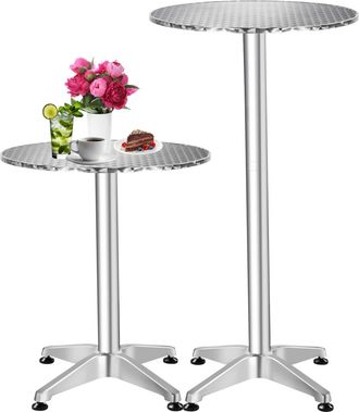 TecTake 2in1 Stehtisch Ø 60cm, Bistrotisch Rund, Bartisch aus Aluminium, höhenverstellbarer Tisch 70cm / 110cm, Partytisch, Gartentisch, Balkontisch, Biertisc