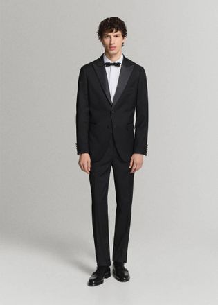 Mango Veste de costume smoking &agrave; revers en satin, coupe slim fit noir - Homme - 46 - MANGO MAN