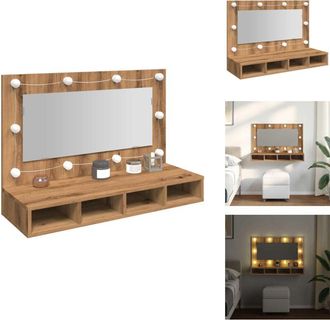 vidaXL Vidaxl - Spiegelschrank mit led Artisan Eichen-Optik 90x31,5x62 cm - Spiegelschrank - Spiegelschränke - Wand Spiegelschrank - Kosmetikspiegel