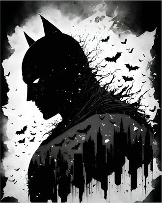 Wallario Poster - W&auml;chter &uuml;ber der Stadt in Premiumqualit&auml;t, Gr&ouml;&szlig;e: 40 x 50 cm