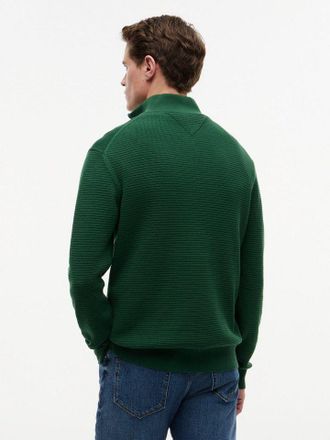 Tommy Hilfiger Strickpullover SEASONAL STRUCTURE ZIP MOCK Regular fit mit Troyerkragen
