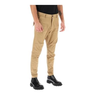 Dsquared2 Homme, Pantalons, Brun, Taille: XS Pantalon Chino Coupe Slim Taille Basse