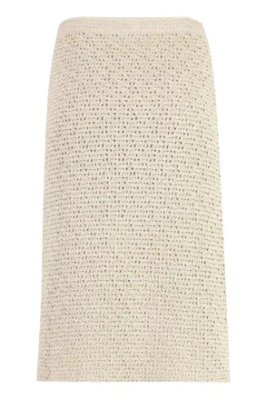 Bottega Veneta Womens Ecru Cotton Crochet Wrap Skirt