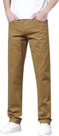 Generic Jean pour homme en pur coton de couleur unie, coupe ajustée, pantalon léger avec poches pour une tenue décontractée et un pantalon de travail conforta