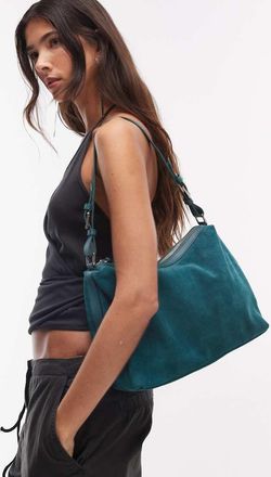 Becks&ouml;ndergaard Becks&ouml;ndergaard - Ginni - Schultertasche aus Wildleder in Petrol-Blau