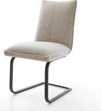 DELIFE Freischwinger Lelio-Flex Webstoff Soft Beige Freischwinger flach Schwarz Taschenfederkern, Esszimmerst&uuml;hle