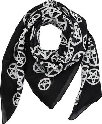 Freak Scene Echarpe en coton - pentagramme - noir-blanc - - tissu carré