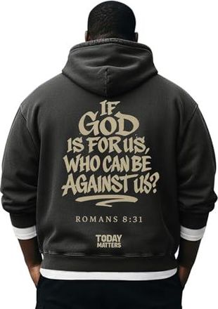 Generic Sweats &agrave; capuche chr&eacute;tiens pour hommes | If God Is For Us Who Can Be Against Us, sweats &agrave; capuche d&eacute;contract&eacute;s vintage &agrave; manches longues, pour les voy