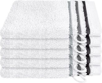 Schiesser Waschhandschuhset Skyline Color - 5-teilig - 16 x 22 cm - Weiß