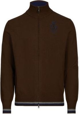 La Martina Pullover aus Baumwolle und Wolle mit durchgehendem Reißverschluss in Braun