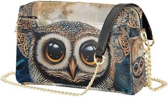 Mnsruu Sacs à bandoulière en cuir pour femme, motif hibou, mandala, lune, sac à main