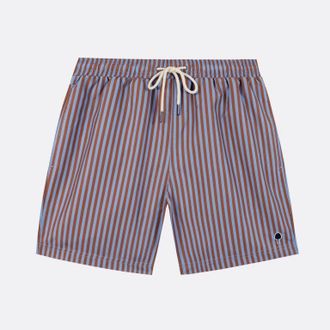 Faguo Maillot de bain bleu ciel & ocre rayures