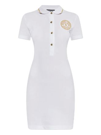 Versace Jeans Couture robe mi-longue &agrave; boutons brod&eacute;s - Blanc