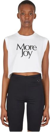 More Joy Femme, Tops, Blanc, Taille: 36 FR Logo Print Cropped T-Shirt
