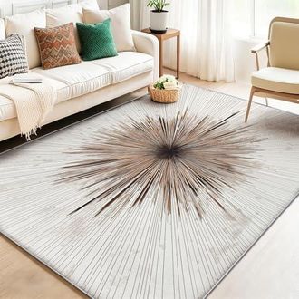 Generic Tapis de Salon Imprim&eacute; Simple Ray&eacute; Tie-Dye Blocs De Couleur th&egrave;me Moquette Antid&eacute;rapant Lavable &agrave; Poils Ras, Brun &Eacute;cologique Int&eacute;rieur pour Chambre de
