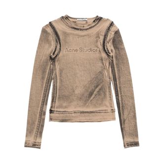 Acne Studios Langarmshirt mit Lagen-Print - - Tops - Damen - Beige - S