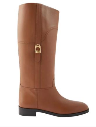 Gucci Tan Brown Leather Knee High Boots Size 39.5
