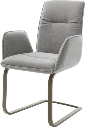 DELIFE Schwingstuhl Vinja-Flex Freischwinger flach Effektfinish Titan Strukturstoff Soft Grau