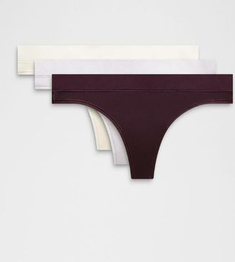 lululemon String UnderEase taille mi-haute Trio pour Femmes - Noir/Violet - Taille 2XL