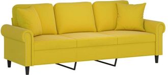 vidaXL 3-Sitzer-Sofa mit Zierkissen Gelb 180 cm Samt Vidaxl