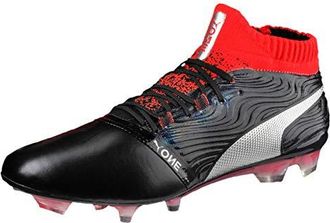 Puma Homme One 18.1 FG Chaussures de Football, Black-Silver-Red, 44.5 EU