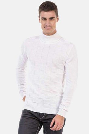 Cipo & Baxx Rollkragenpullover Pullover (1-tlg) mit kariertem Strickmuster, CP241