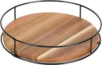 Generic Organiseur de table rotatif à 360 degrés pour cuisine, plateau tournant Lazy Susan en bois, support de rangement rond pour épices, solution dencombrem