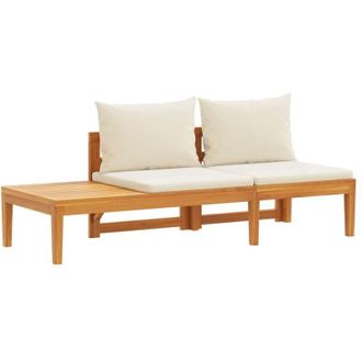 vidaXL Gartenbank mit Tisch & Cremewei&szlig;en Kissen Massivholz Akazie vidaXL